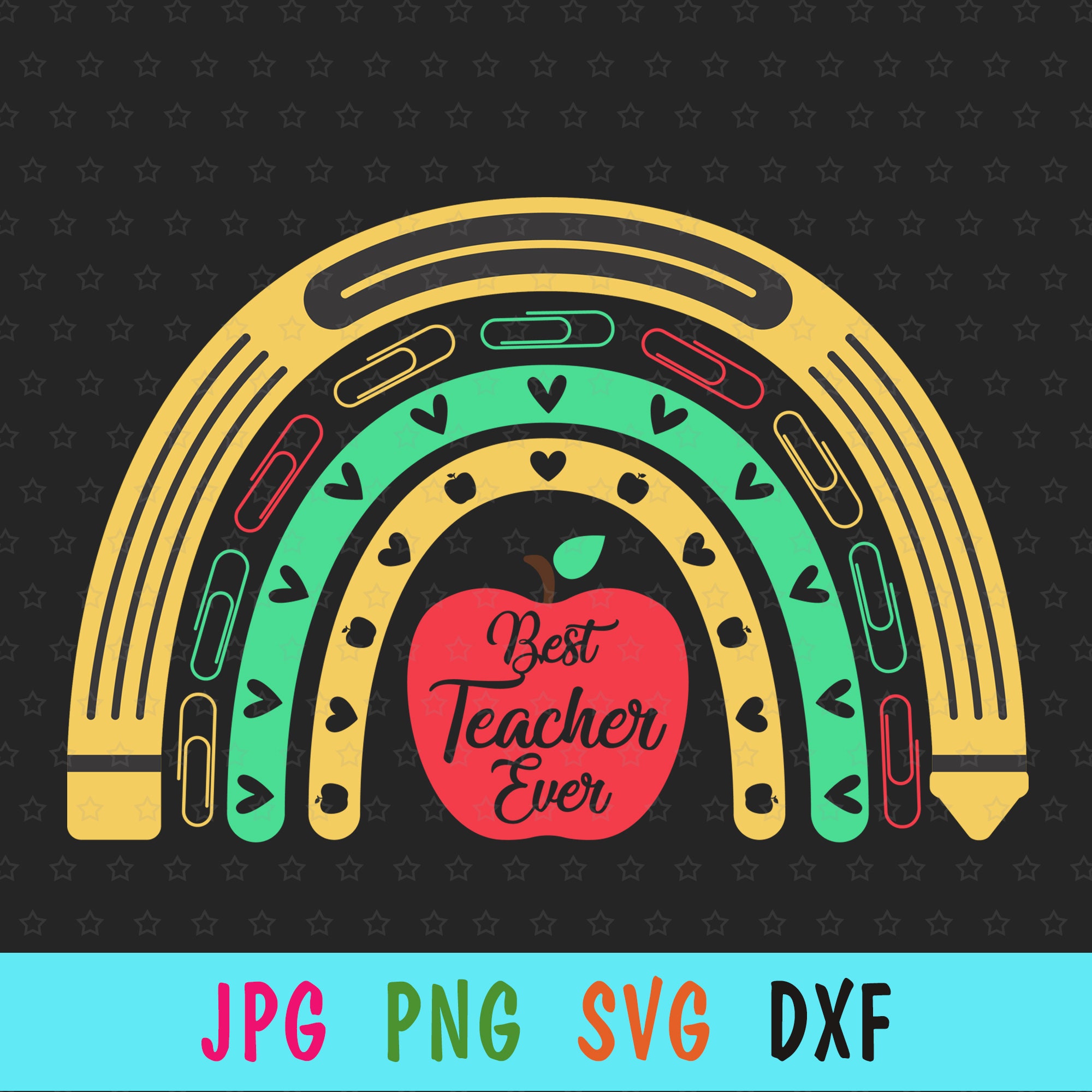 Best Teacher Ever Svg for Cricut Rainbow Teacher Print for - Etsy