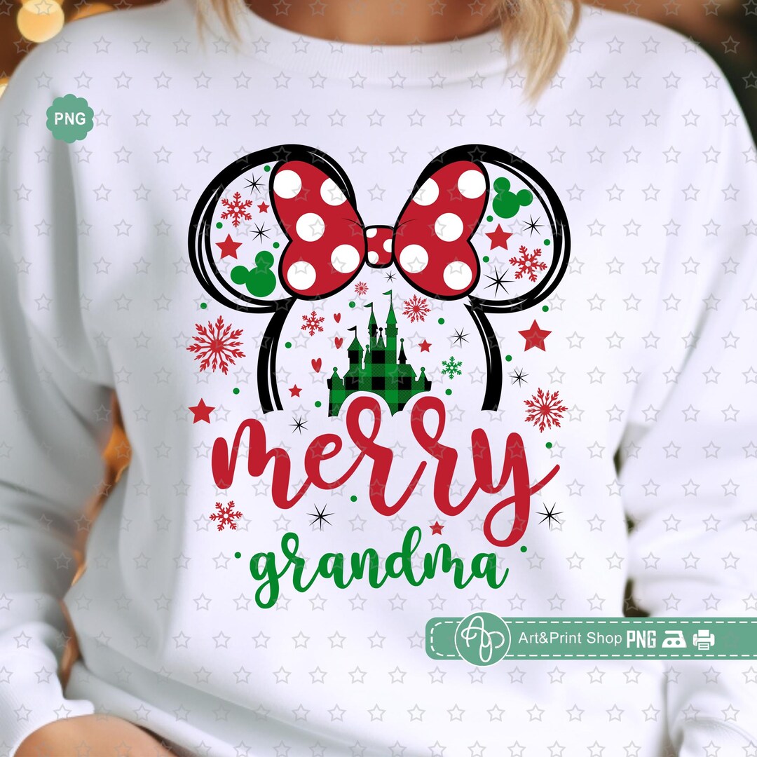 Mouse Merry Grandma Png, Christmas Trip Png, Family Vacation Png, Mouse Ears Png, Christmas ...