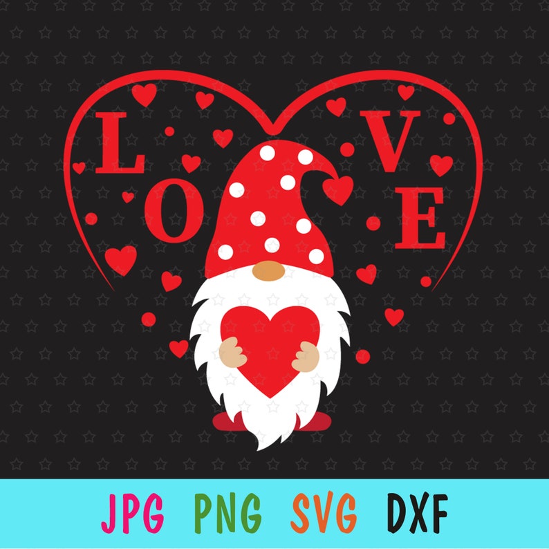 Valentines Day Gnome With Heart Svg For Cricut Love Monogram Etsy