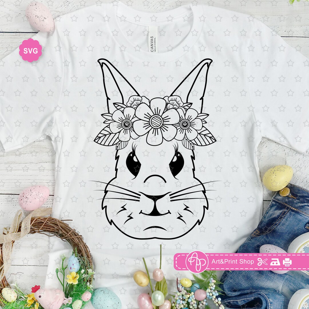 Floral Easter Bunny Girl Svg for Cricut, Happy Easter Svg, Bunny ...