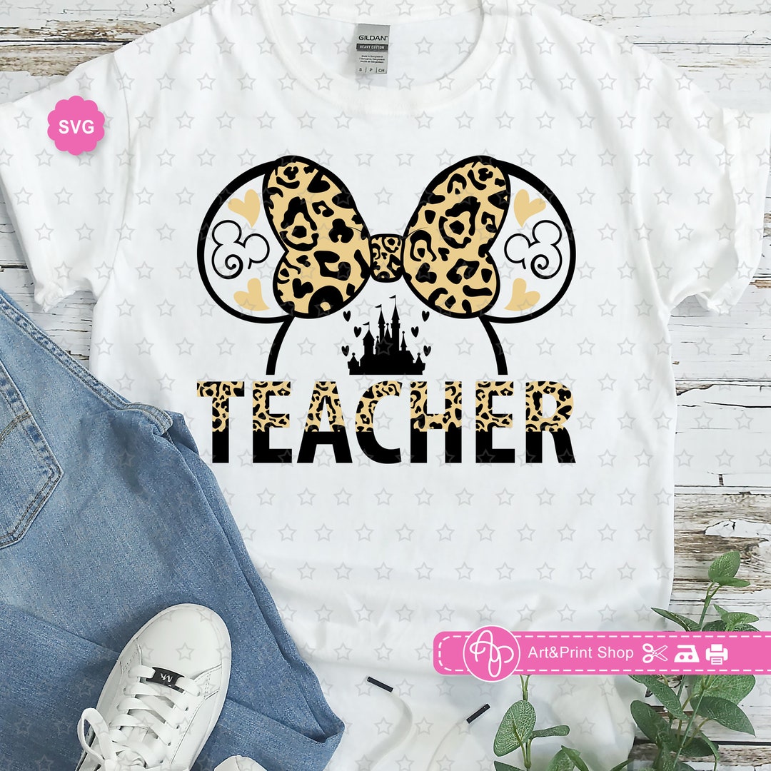 Mouse Teacher Leopard Svg for Cricut, Teacher Life Svg, Mouse Ears Svg ...