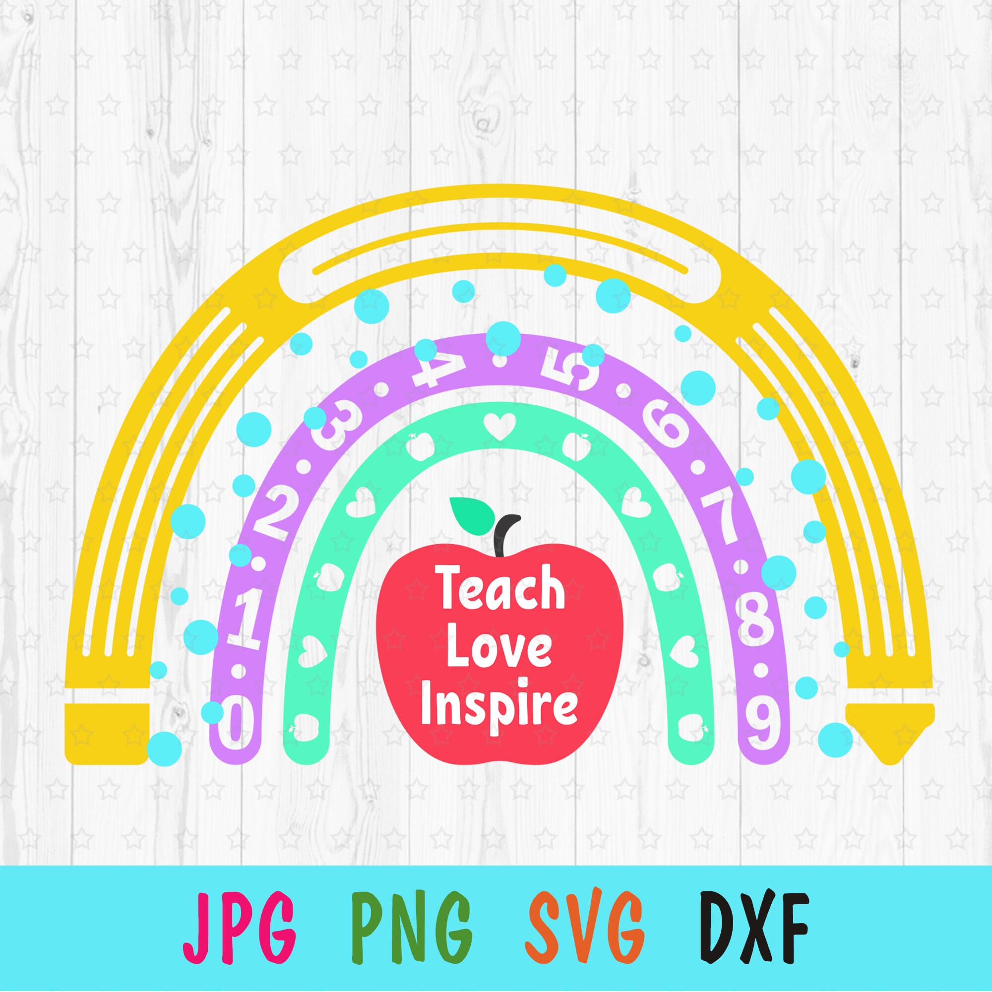 Rainbow Teach Love Inspire Svg for Cricut Rainbow Teacher - Etsy