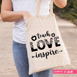 Teach Love Inspire Leopard Svg for Cricut, Teacher Shirt Svg, Back to ...