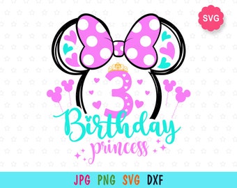 Princess 3rd Birthday Svg | Etsy