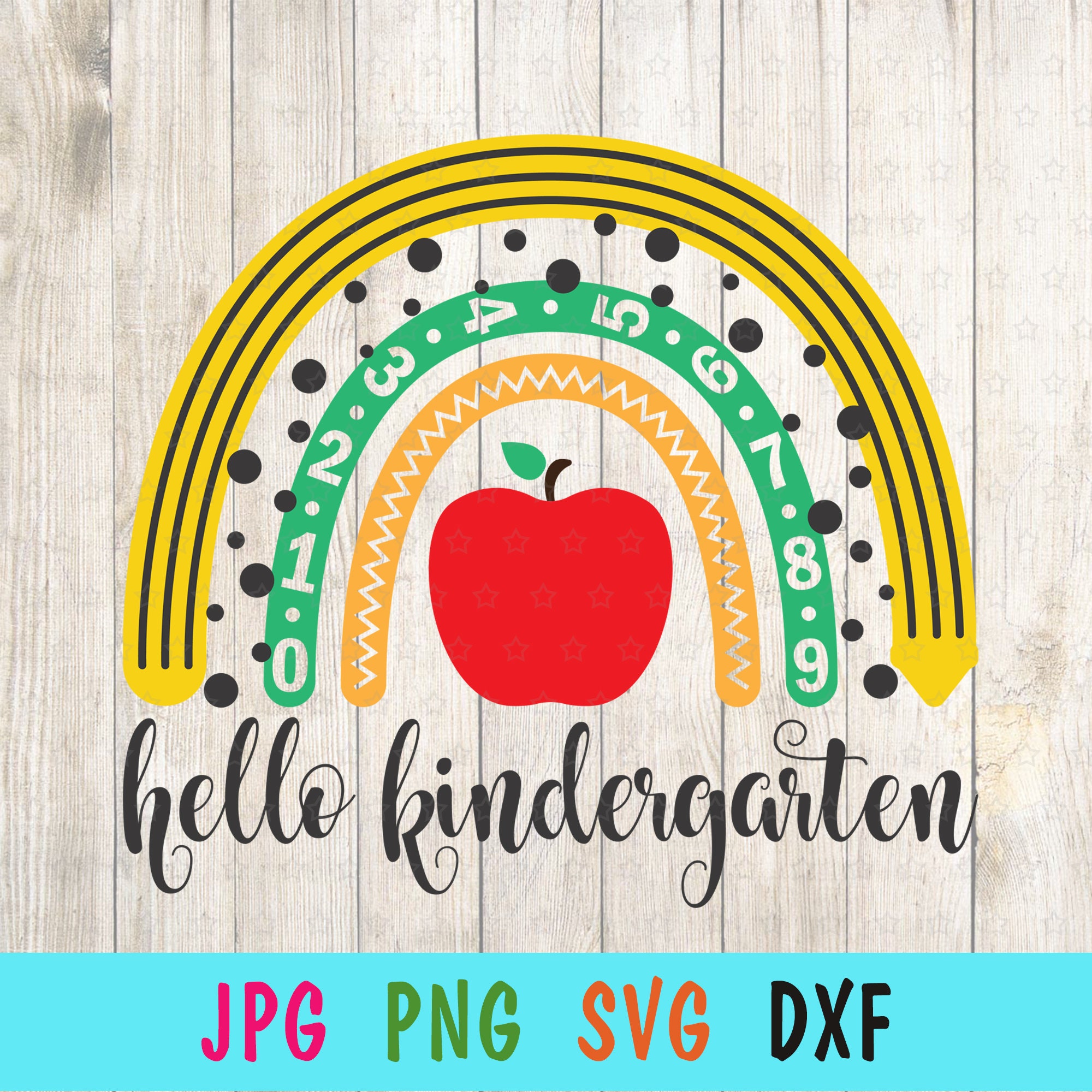 Rainbow Hello Kindergarten Svg for Cricut, Back to School Print for T ...