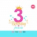 3rd Birthday Princess SVG for Cricut, Baby Girl Birthday Print for T ...