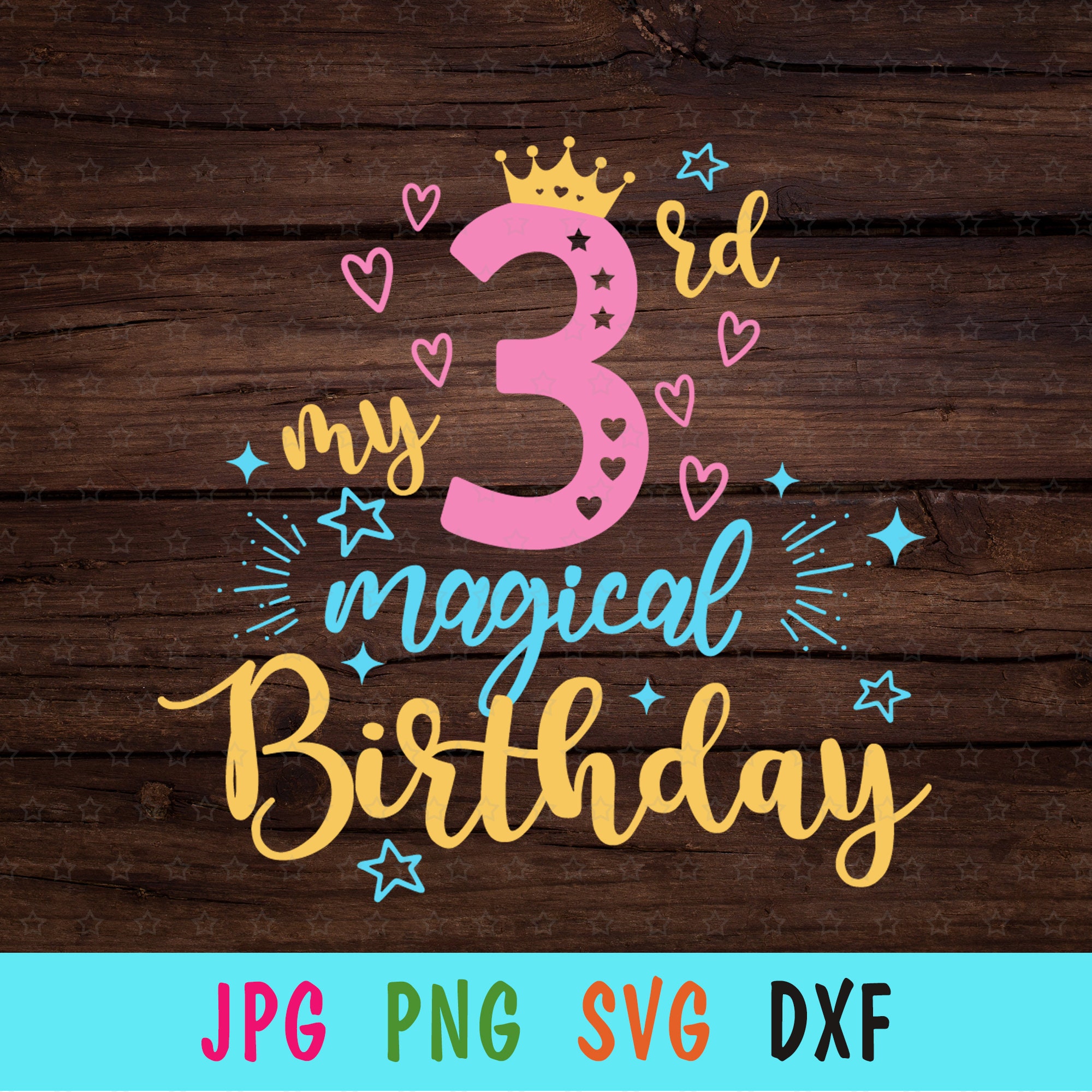 My 3rd Magical Birthday SVG for cricut Third birthday girl | Etsy