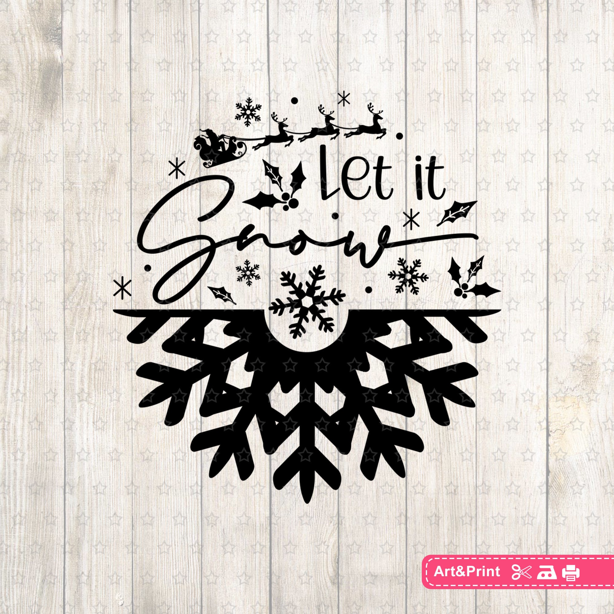 Let It Snow Decor Svg for Cricut, Christmas Sign Svg, Holiday Shirt Svg ...