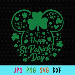 Mouse St Patricks Day Svg for Cricut, Mouse Shamrock Print for T-shirt ...