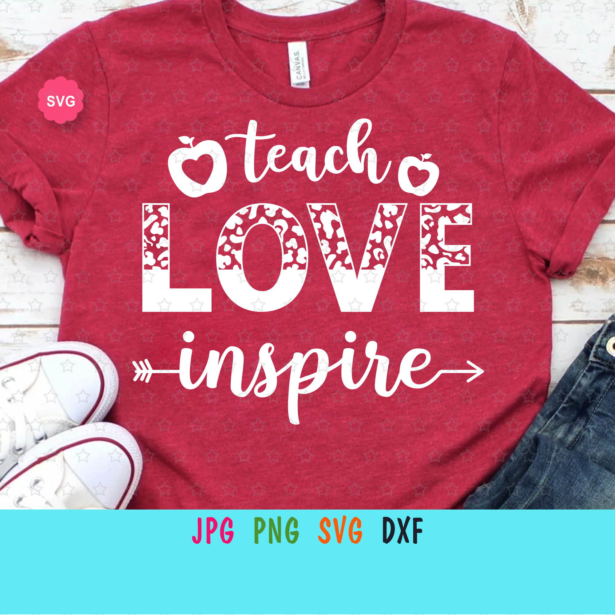 Teach Love Inspire Leopard Svg for Cricut Teacher Shirt Svg - Etsy