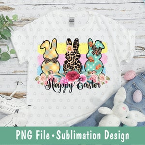 Easter Bunny Trio Leopard Png, Happy Easter Png, Floral Rabbit Png ...