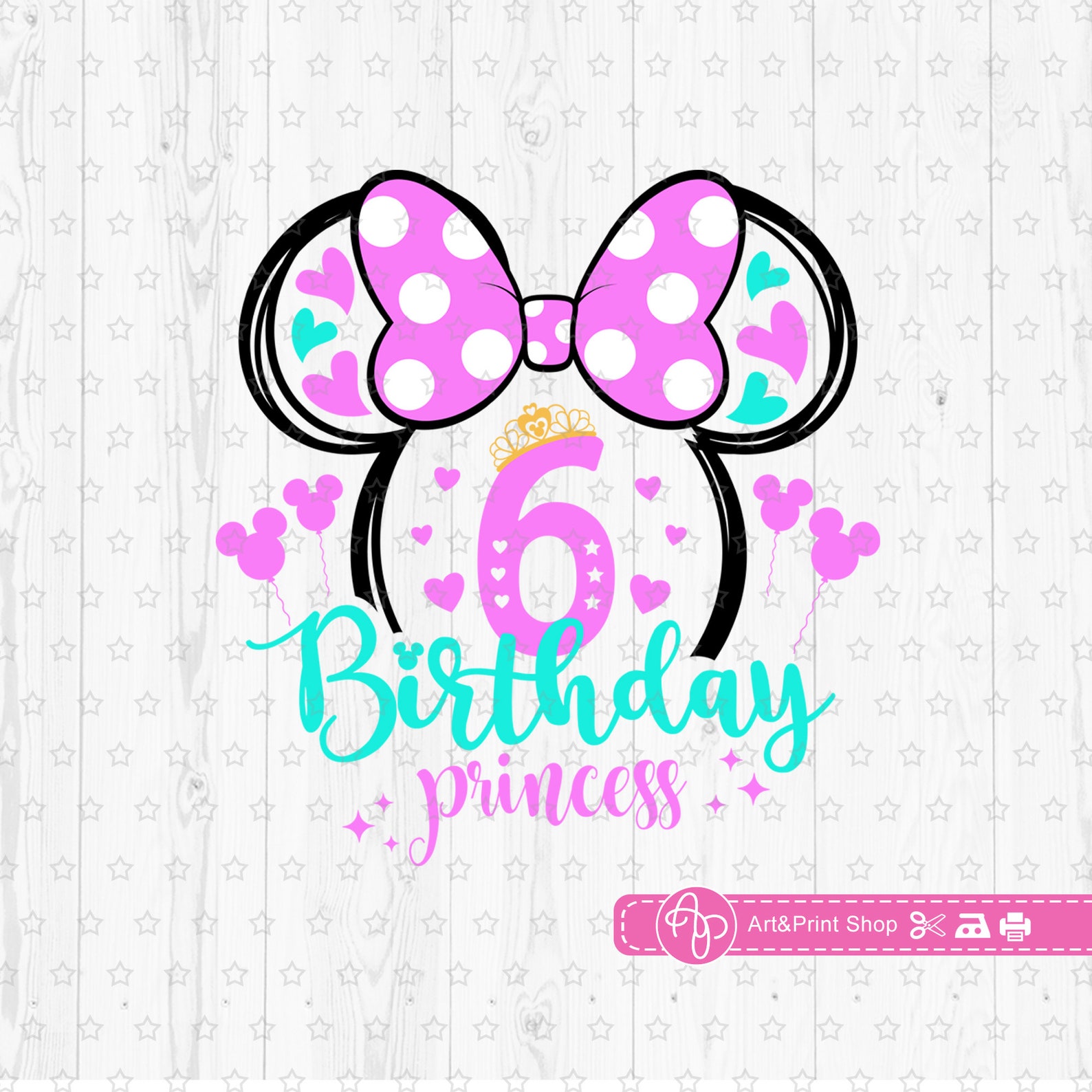 Mouse 6th Birthday Princess Svg for Cricut, Birthday Girl Print for T ...