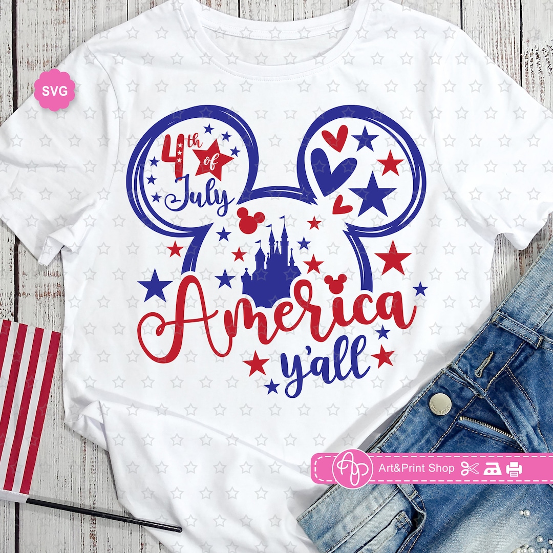 Mouse America Y'all Svg for Cricut, Happy 4th of July Svg, Mouse ...