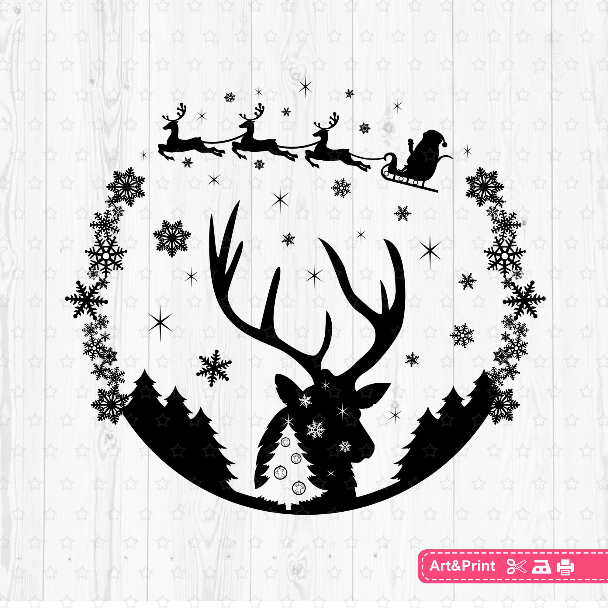 Christmas Reindeer SVG for Cricut Christmas Monogram Prints - Etsy