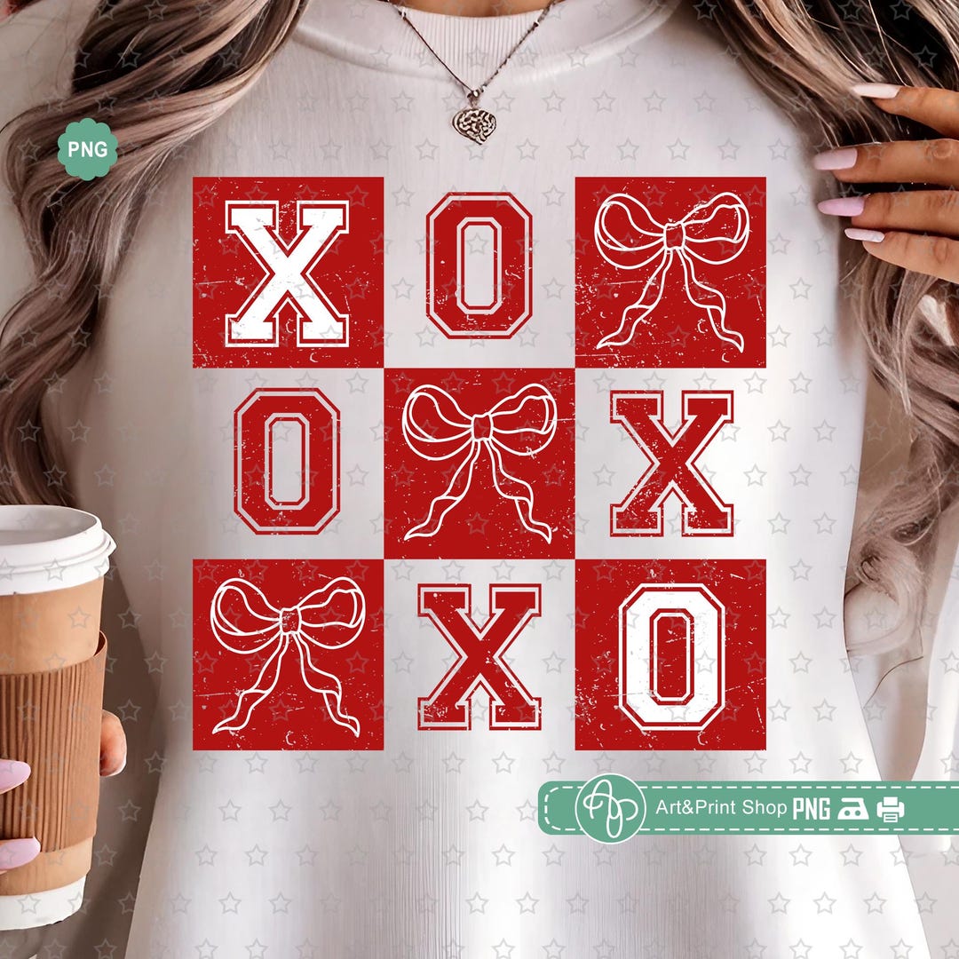 Retro Valentine XOXO Png, Checkered XOXO Png, Coquette Bow Png ...