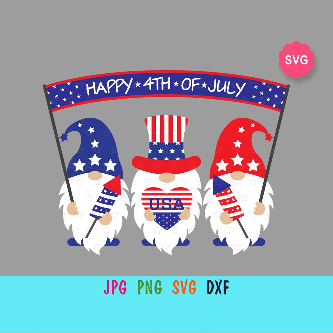 Happy 4th of July Gnomes Svg for Cricut, American Gnomes Print for T ...