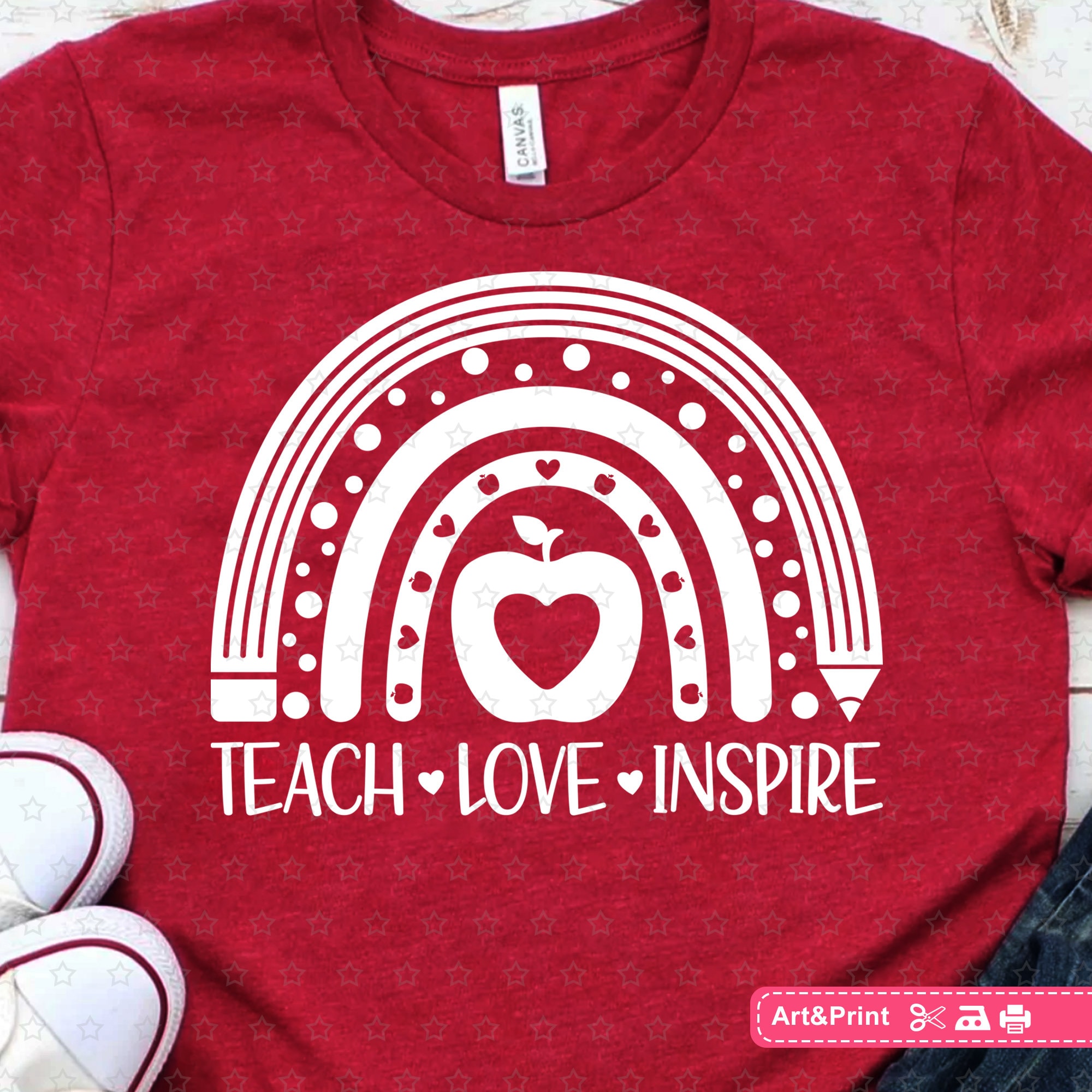 Rainbow Teach Love Inspire Svg for Cricut, Teacher Life Svg, Rainbow ...