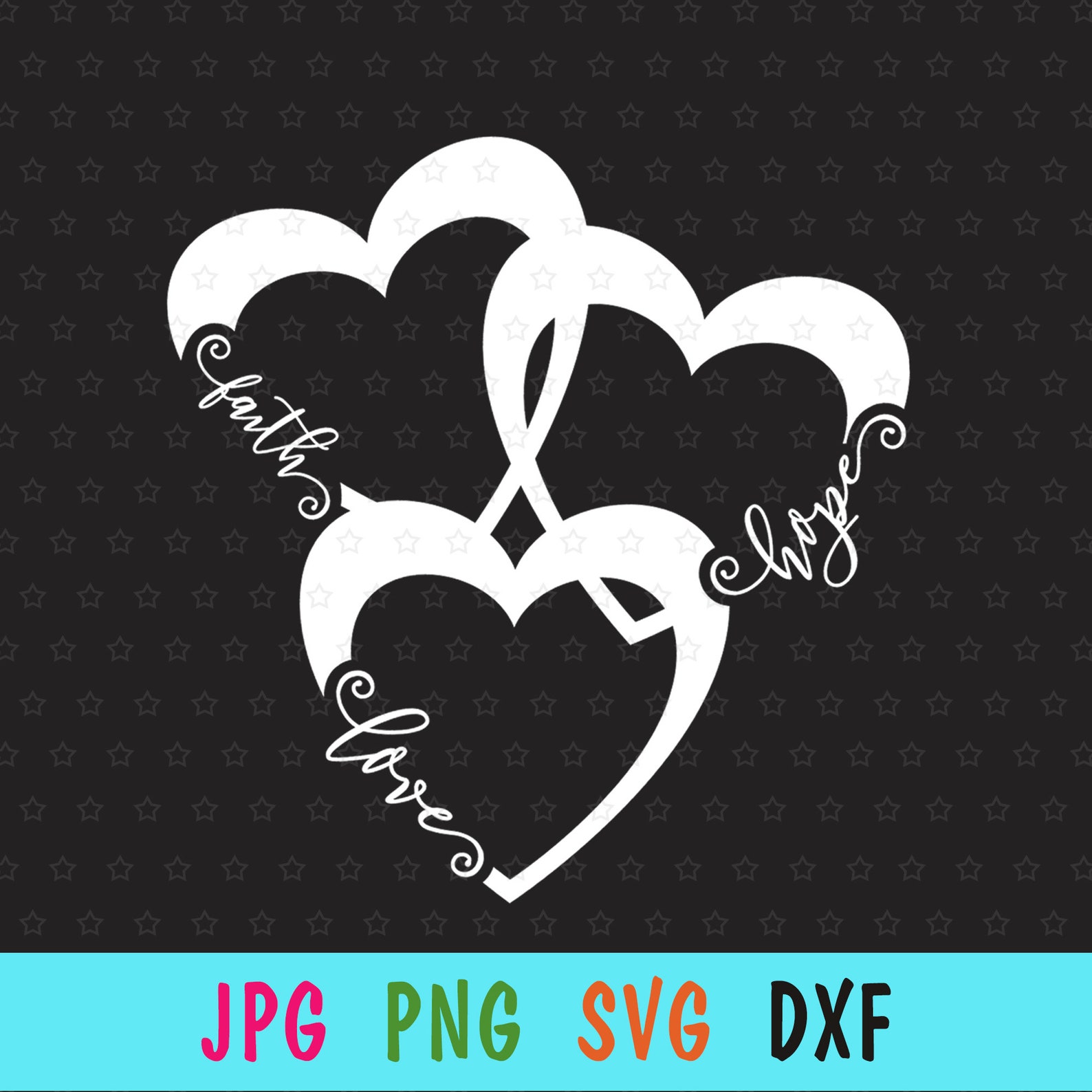 Faith Hope Love SVG for Cricut Religious Hearts Print for - Etsy