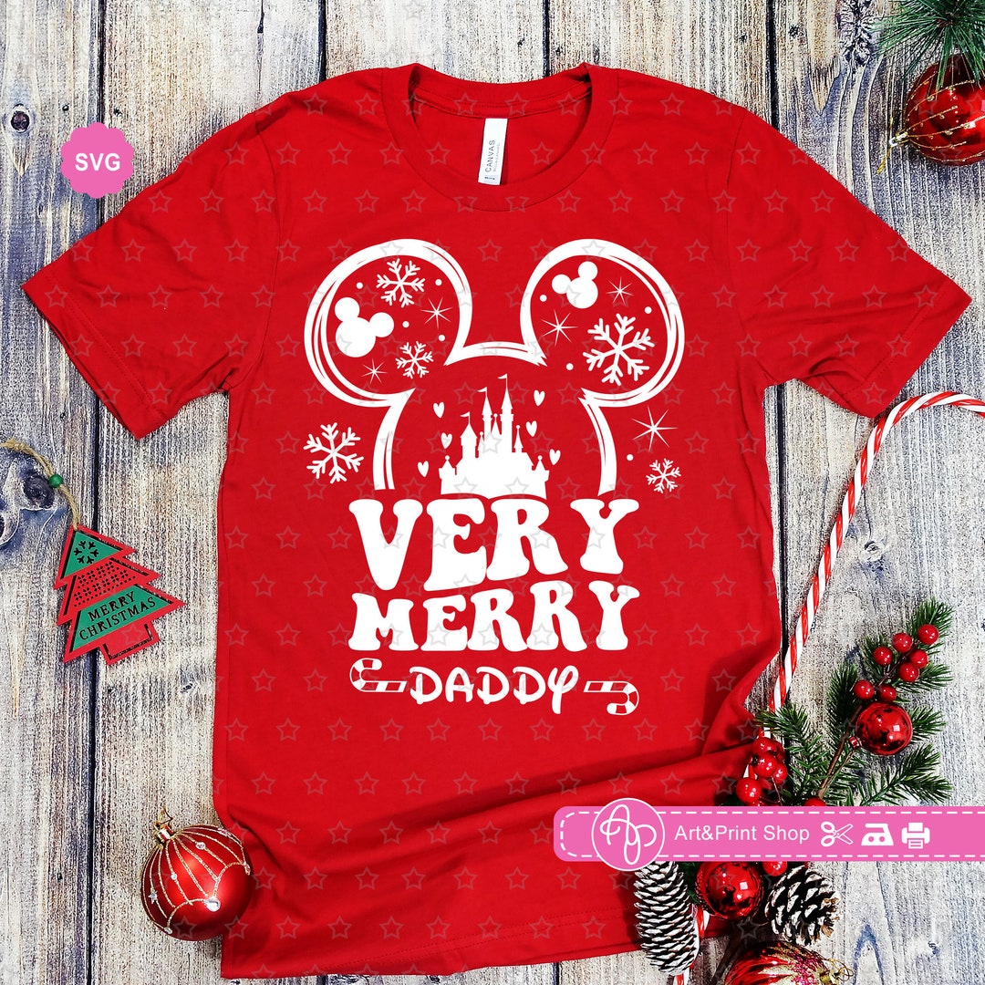 Mouse Very Merry Daddy Svg for Cricut, Christmas Shirt Svg , Mouse Ears ...