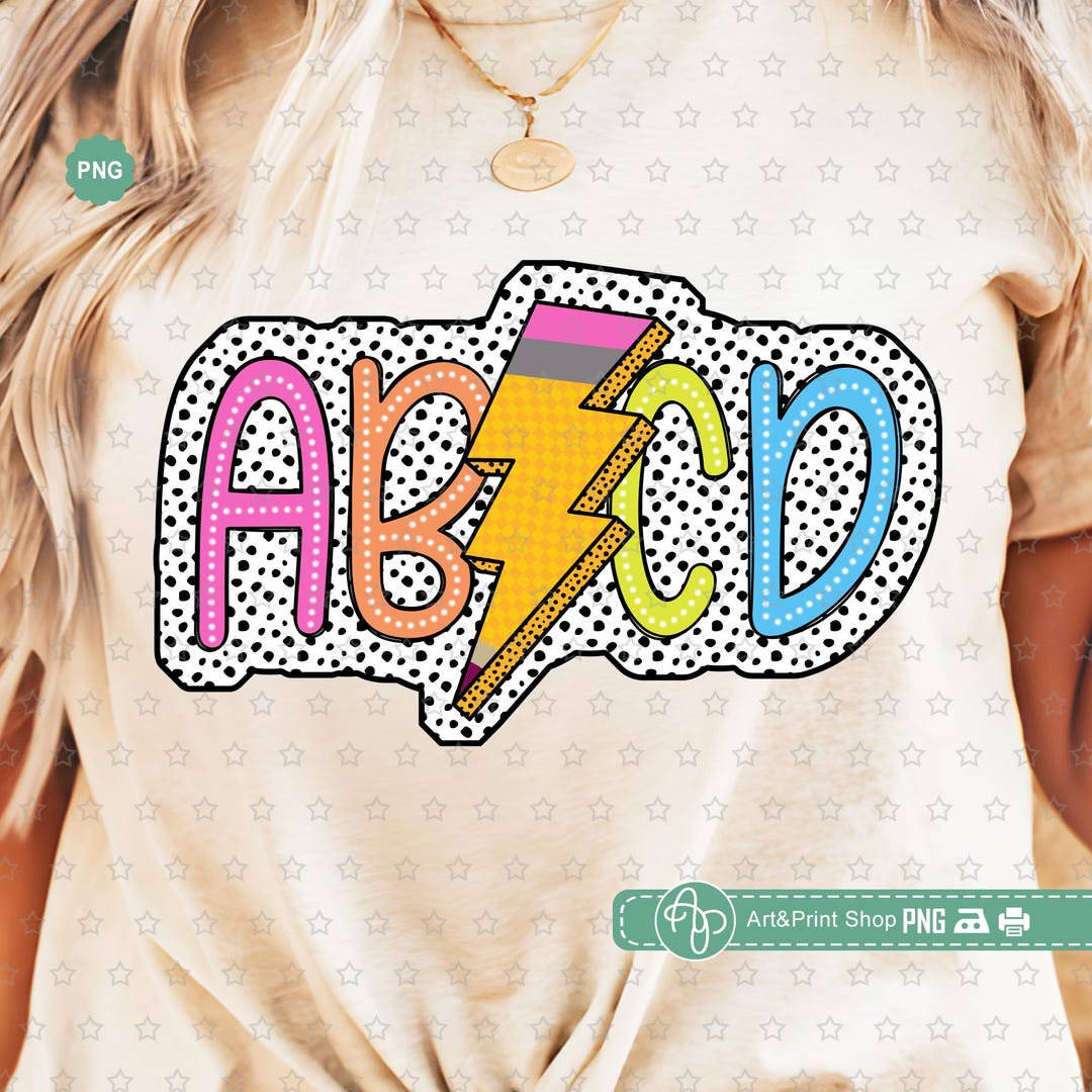 ABCD Dalmatian Dots Png, Back to School Png, Teacher Png, Bright Doodle ...