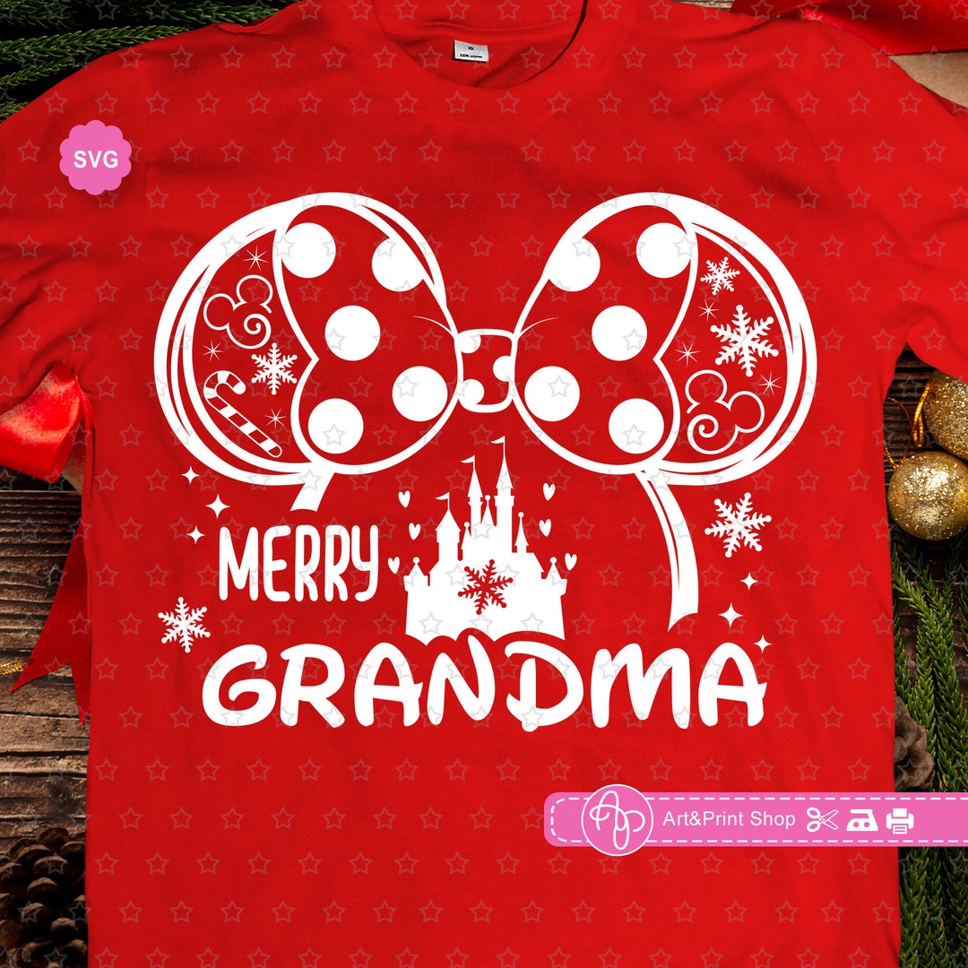 Mouse Merry Grandma Svg for Cricut, Christmas Grandma Svg, Mouse Ears Svg, Christmas Svg ...