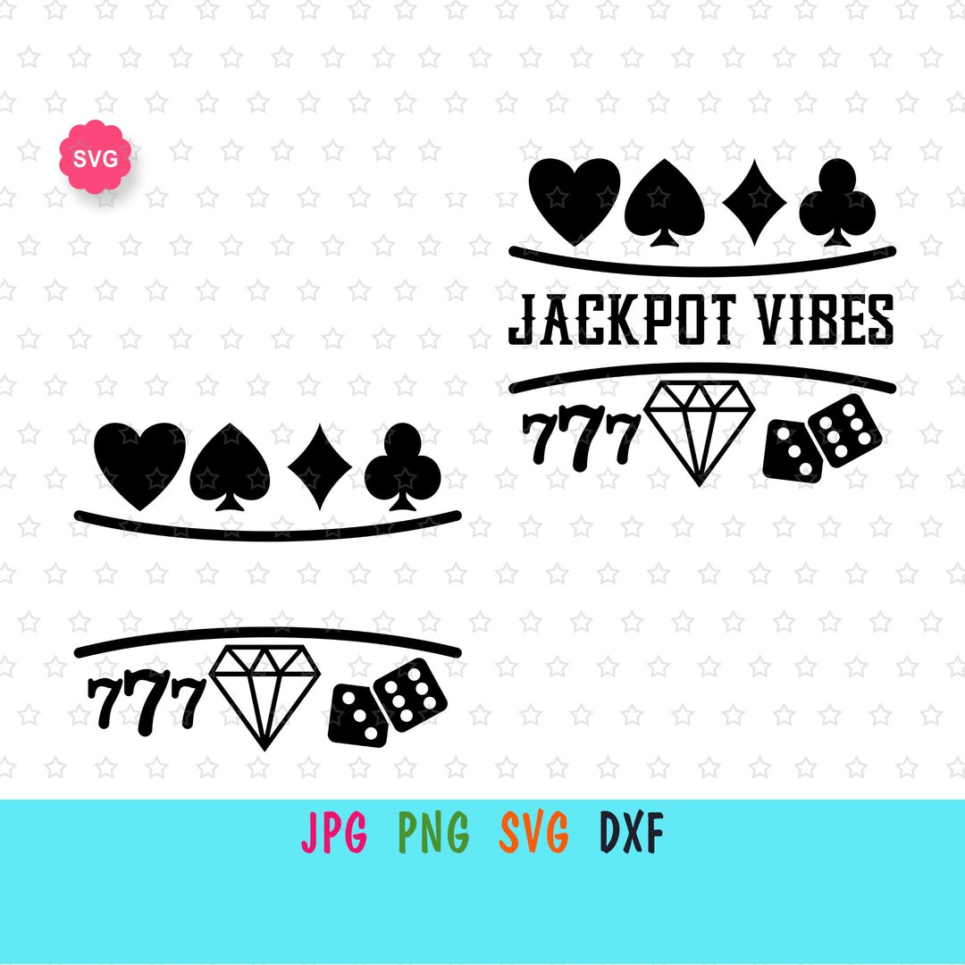 Jackpot Vibes Split Casino Bundle Svg for Cricut, Playing Card Svg ...