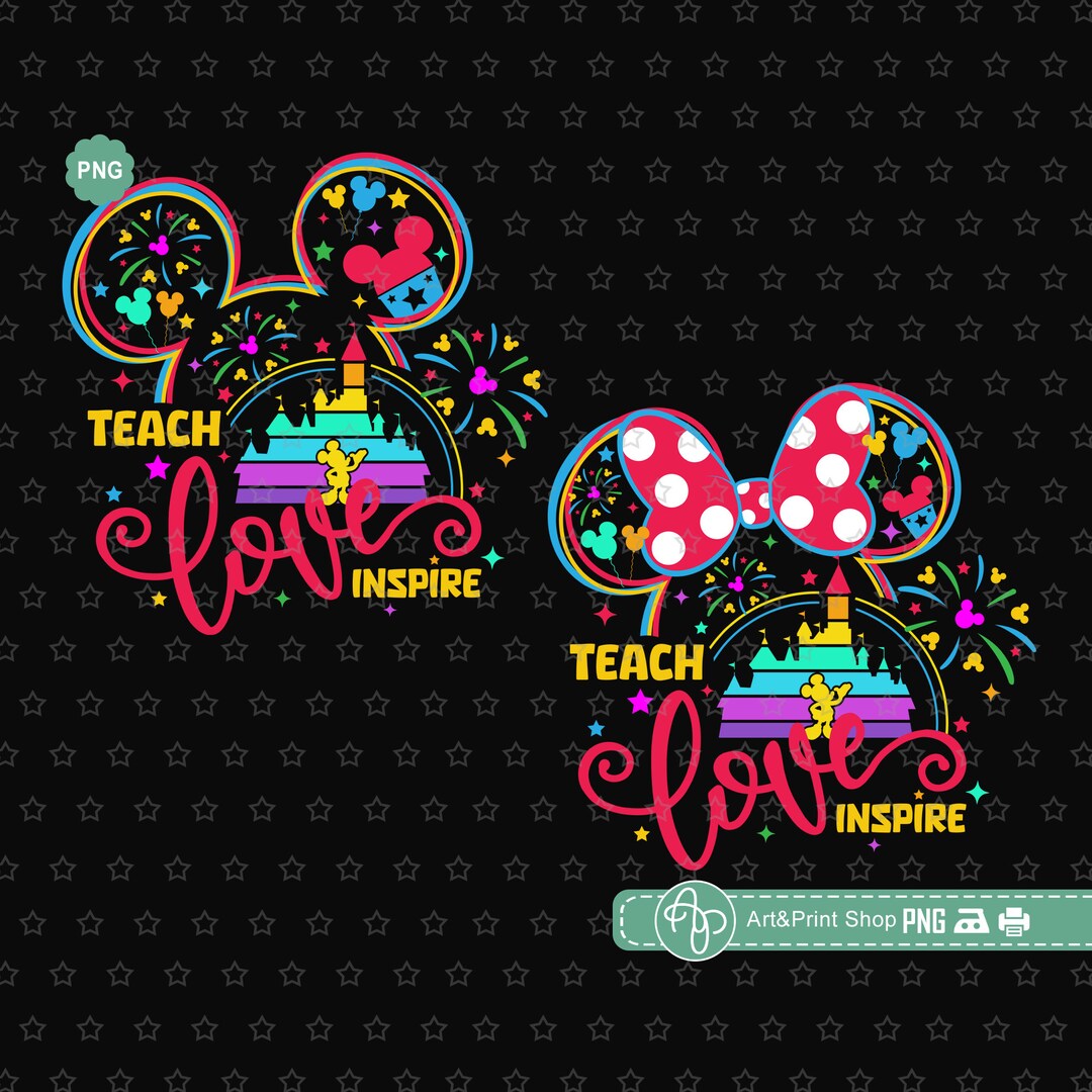 Mouse Teach Love Inspire Bundle Png, Teacher Gift Png, Teacher Png ...