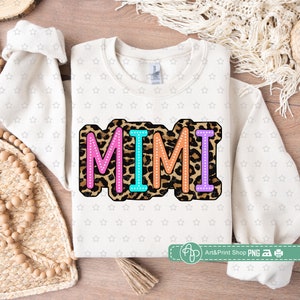 Retro Mimi Leopard Png, Birthday Mimi Png, Mothers Day Png, Bright ...