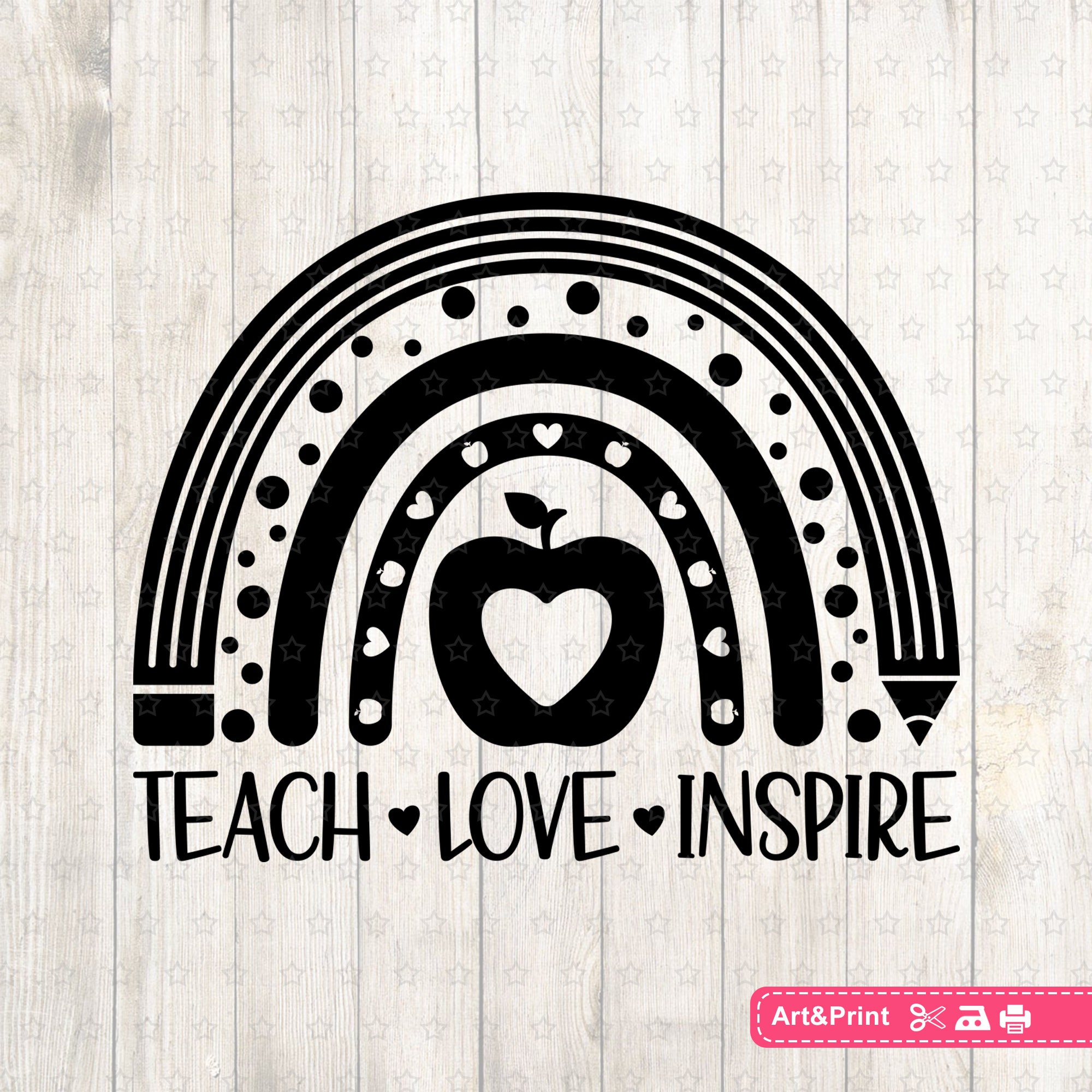 Rainbow Teach Love Inspire Svg for Cricut, Teacher Life Svg, Rainbow ...