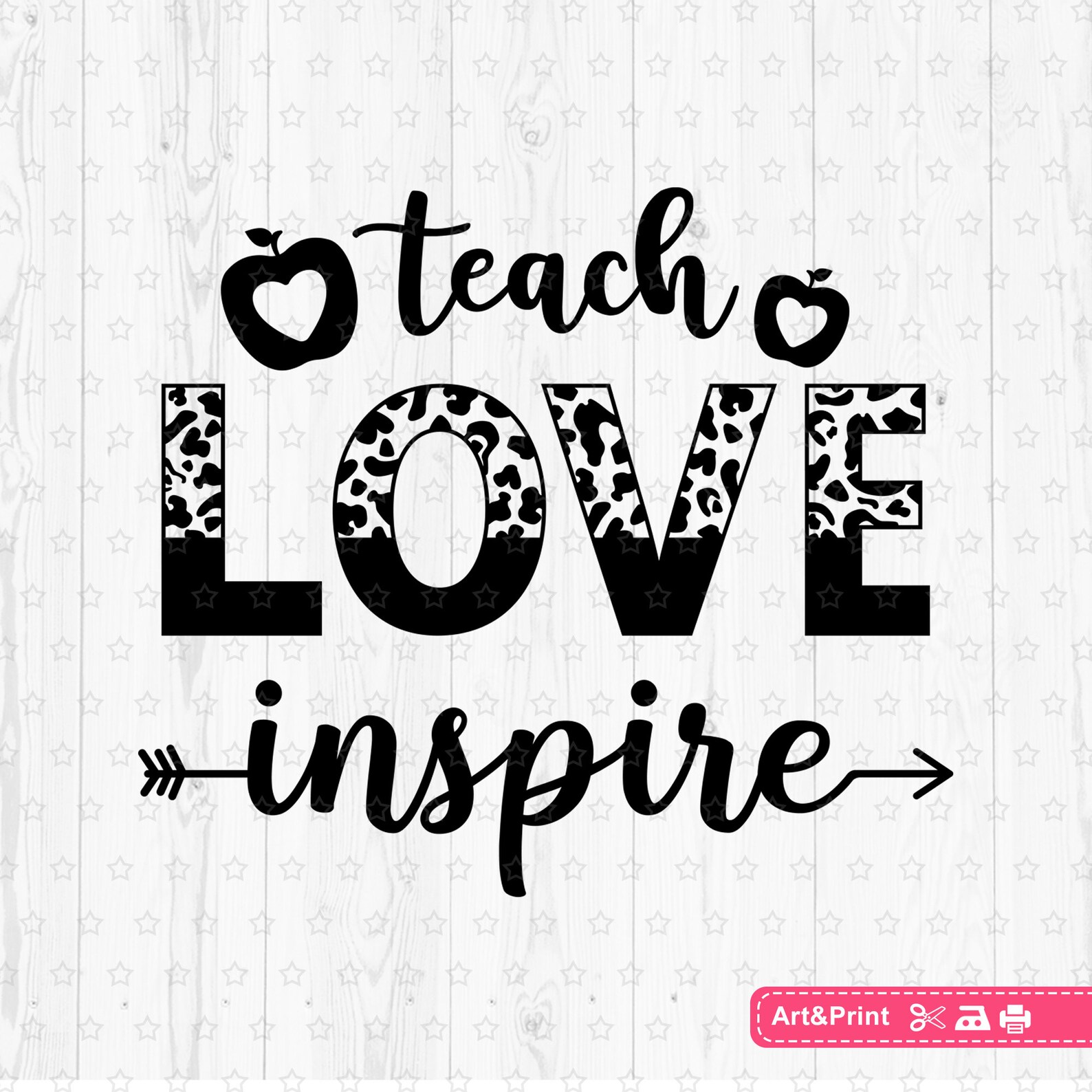 Teach Love Inspire Leopard Svg for Cricut Teacher Shirt Svg - Etsy