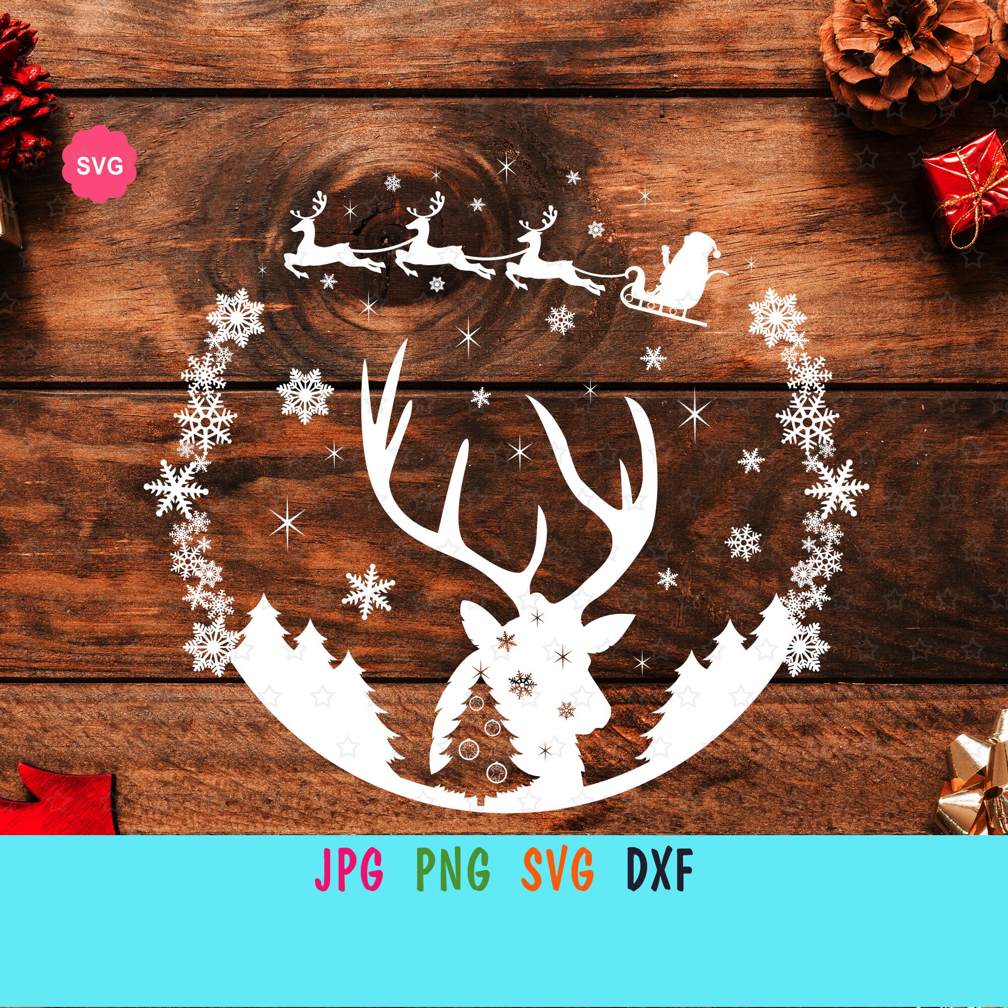 Christmas Reindeer SVG for Cricut Christmas Monogram Prints - Etsy