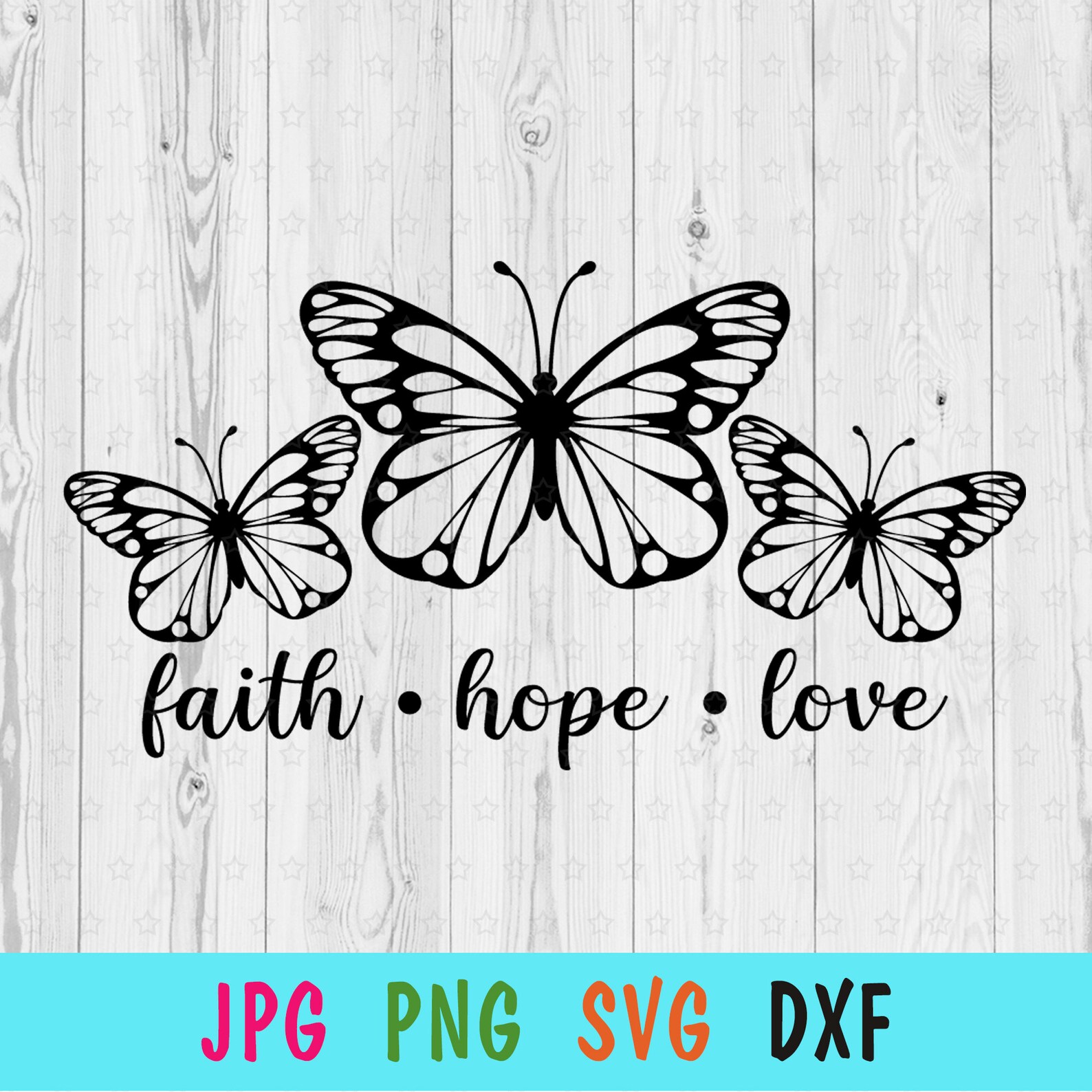 Butterfly Faith Hope Love SVG for Cricut Religious Silhouette - Etsy