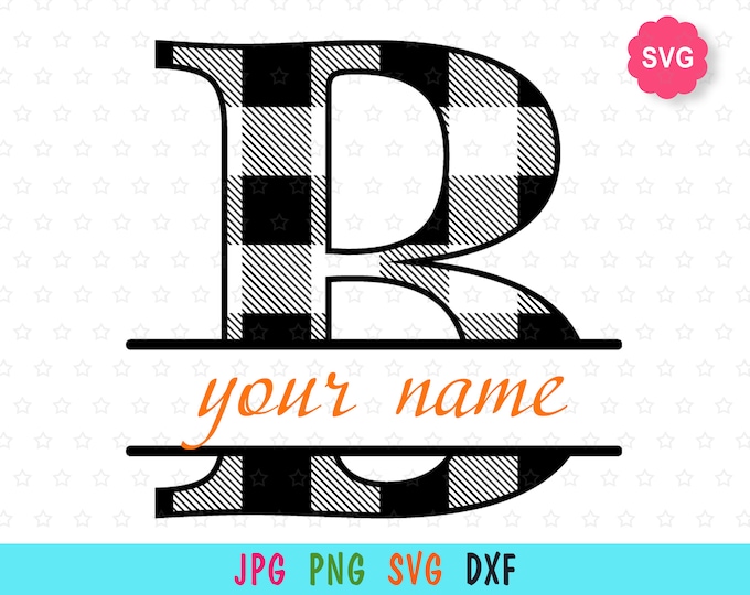 Uppercase B Letter Split Monogram Svg, Alphabet Split Name Frame, Split ...