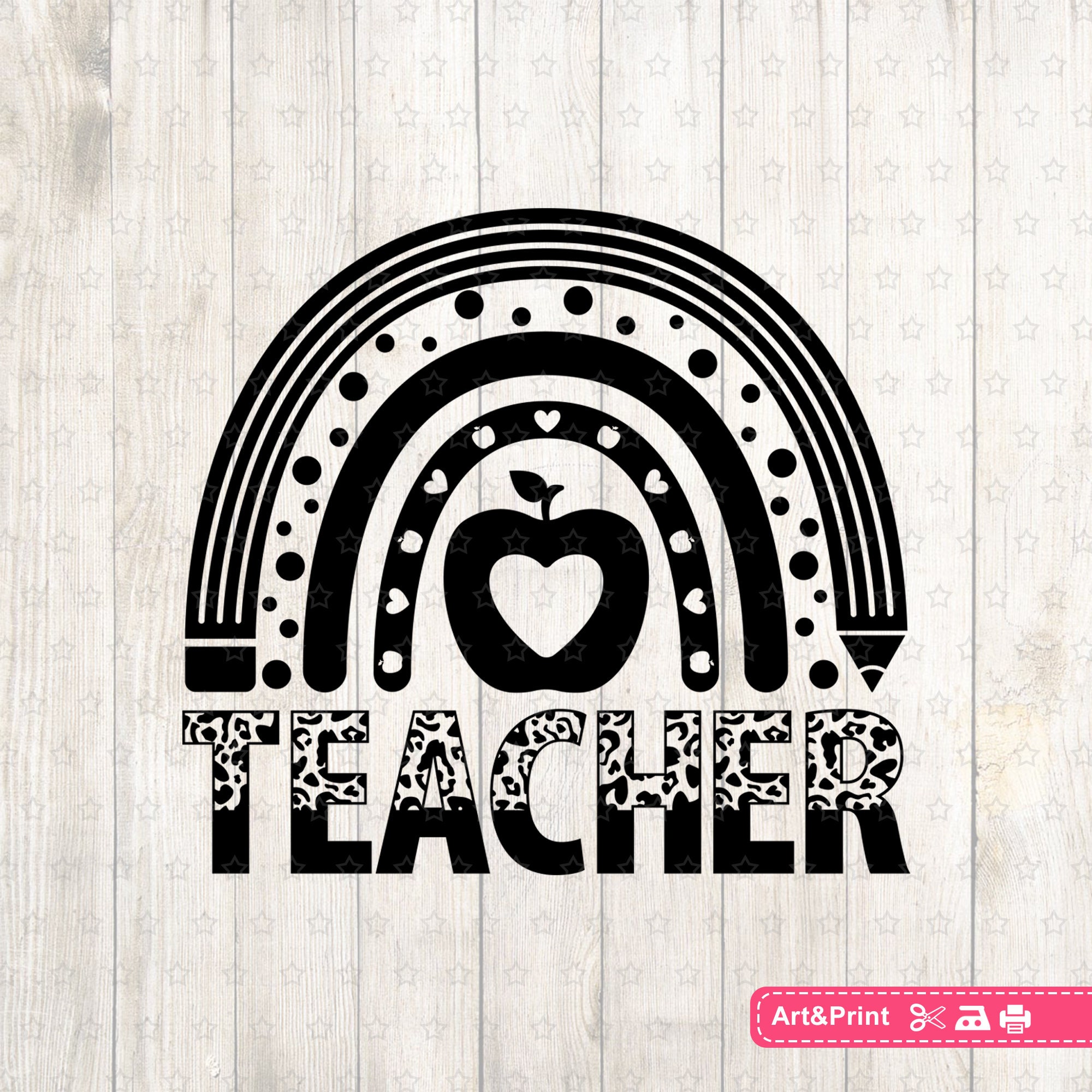 Rainbow Teacher Leopard Svg for Cricut Back to School Print - Etsy