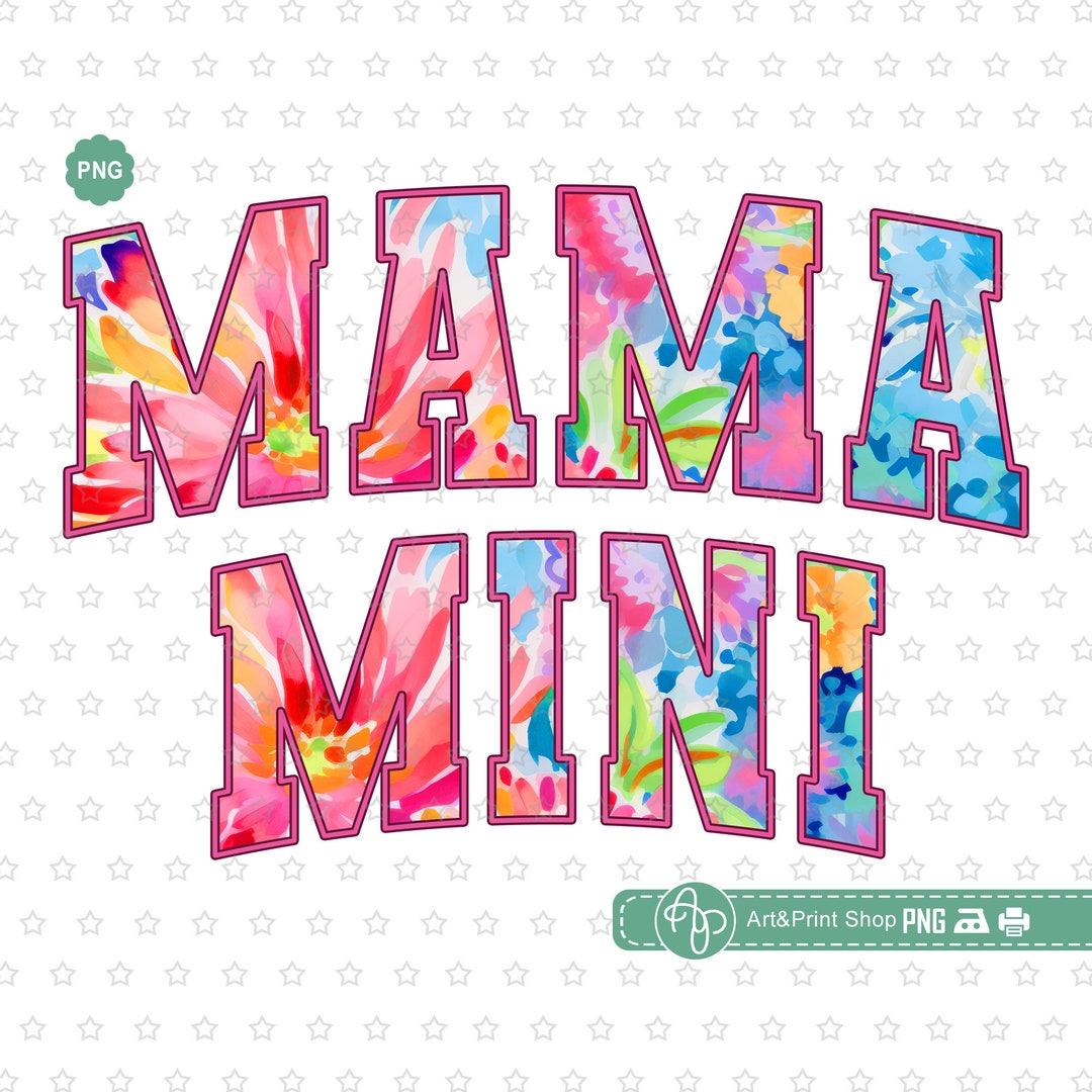Mama Mini Png, Bright Paisley Floral Png, Retro Mama Png, Mommy and Me ...