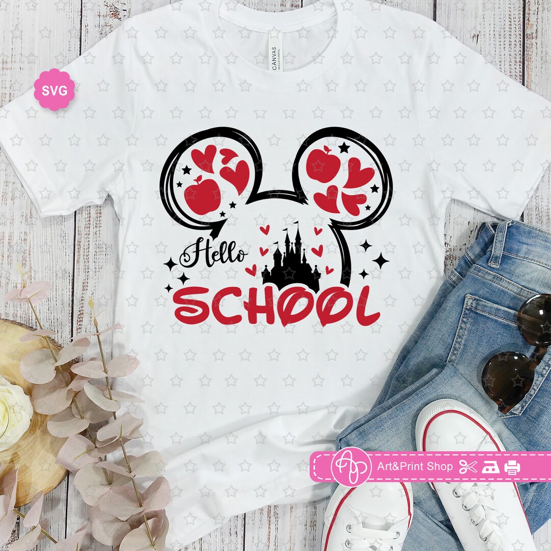 Mouse Hello School Svg for Cricut, School Shirt Svg, Teacher Trip Svg ...