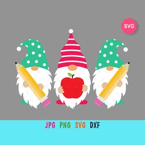 School Gnomes SVG for Cricut, Back to School Print for T-shirt, Gnomes ...