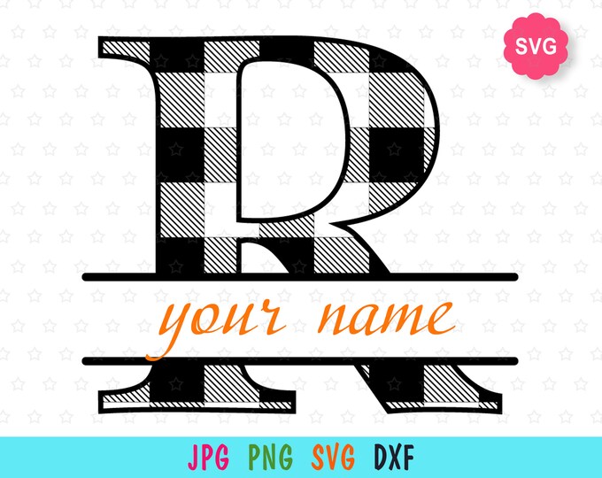 Uppercase R Letter Split Monogram Svg, Alphabet Split Name Frame, Split ...