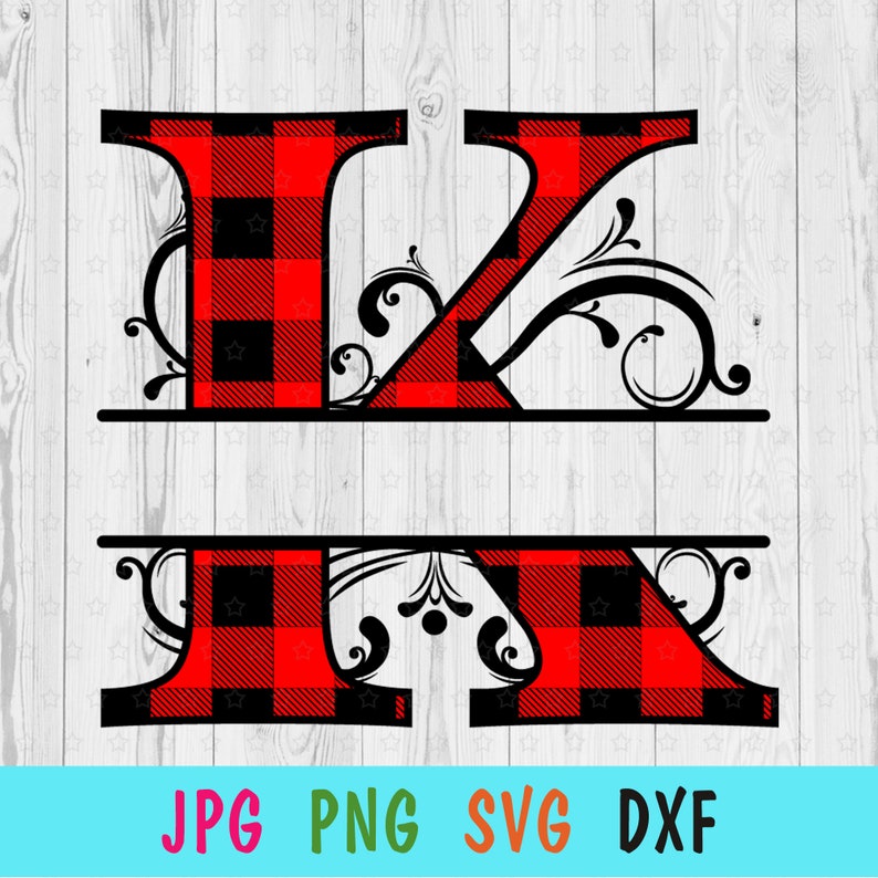Christmas Split Monogram SVG for Cricut, Letter K Monogram Print for T ...