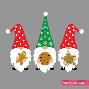 Gnomes With Cookies Svg for Cricut, Christmas Gnomes Print for T-shirt ...