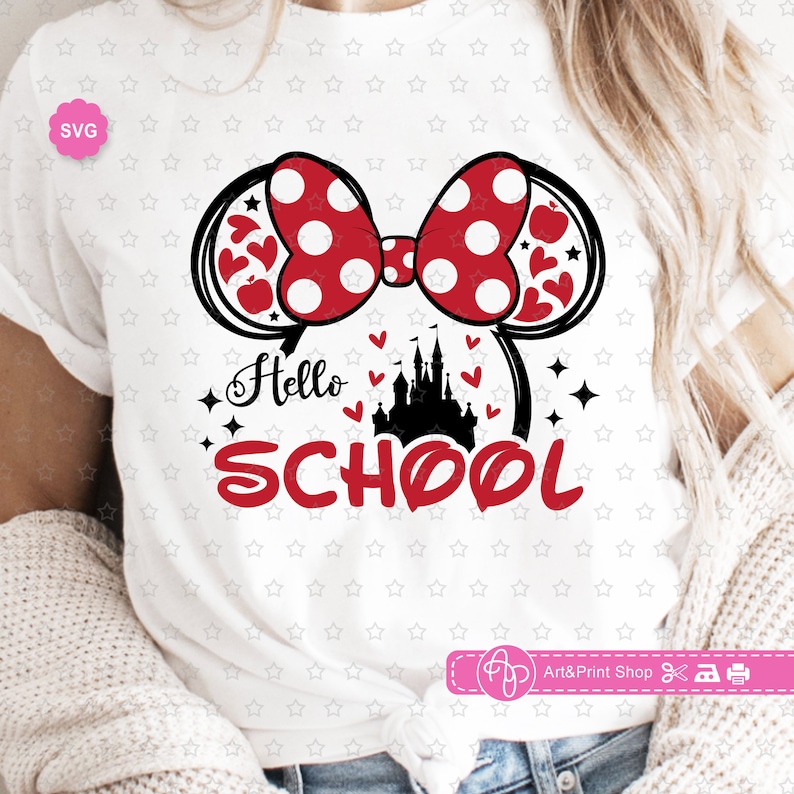Mouse Girl Hola Escuela Svg para cricut, Camisa de la escuela Svg ...