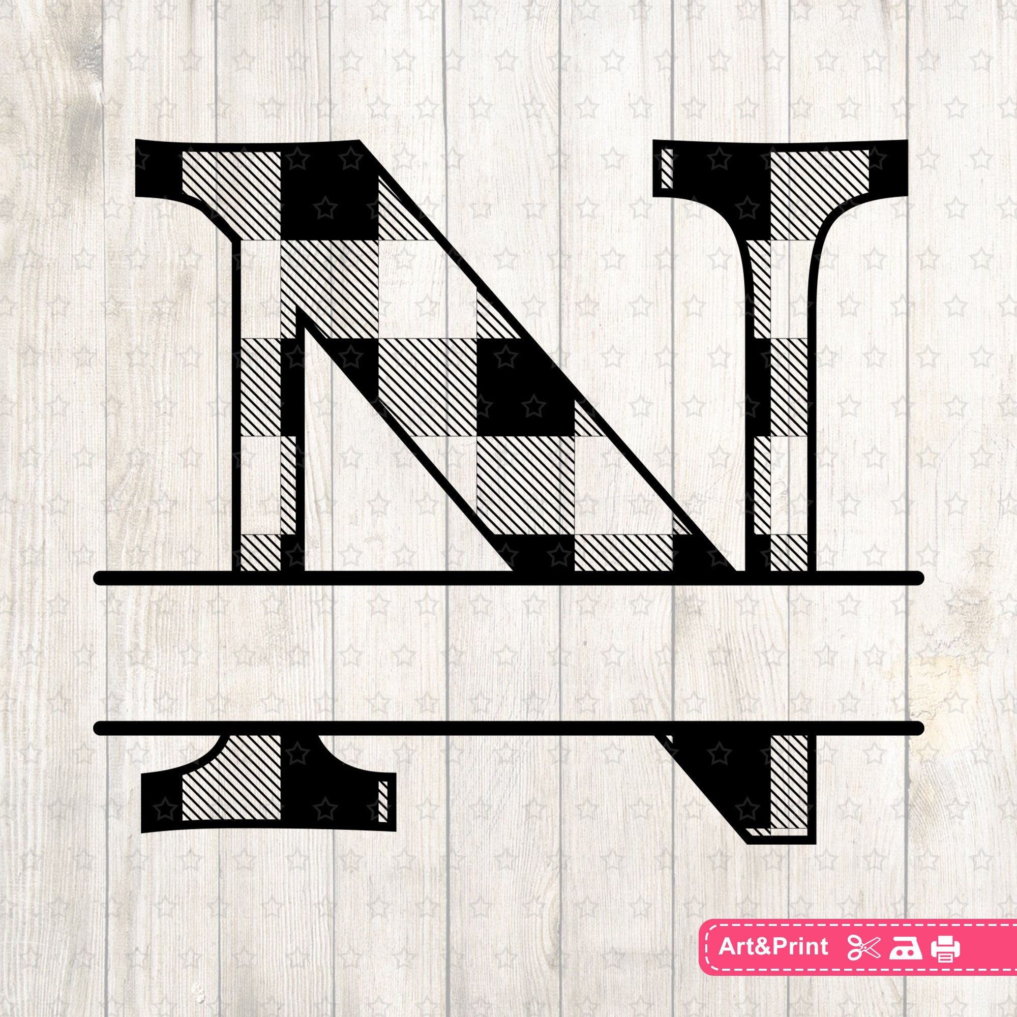 Split Monogram Svg for Cricut Letter N Monogram Print for - Etsy