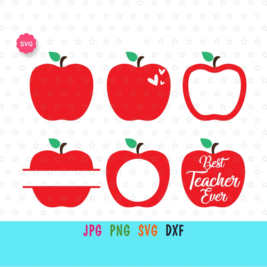 Apple Bundle Svg for Cricut, Red Apple Svg, Best Teacher Ever Svg ...