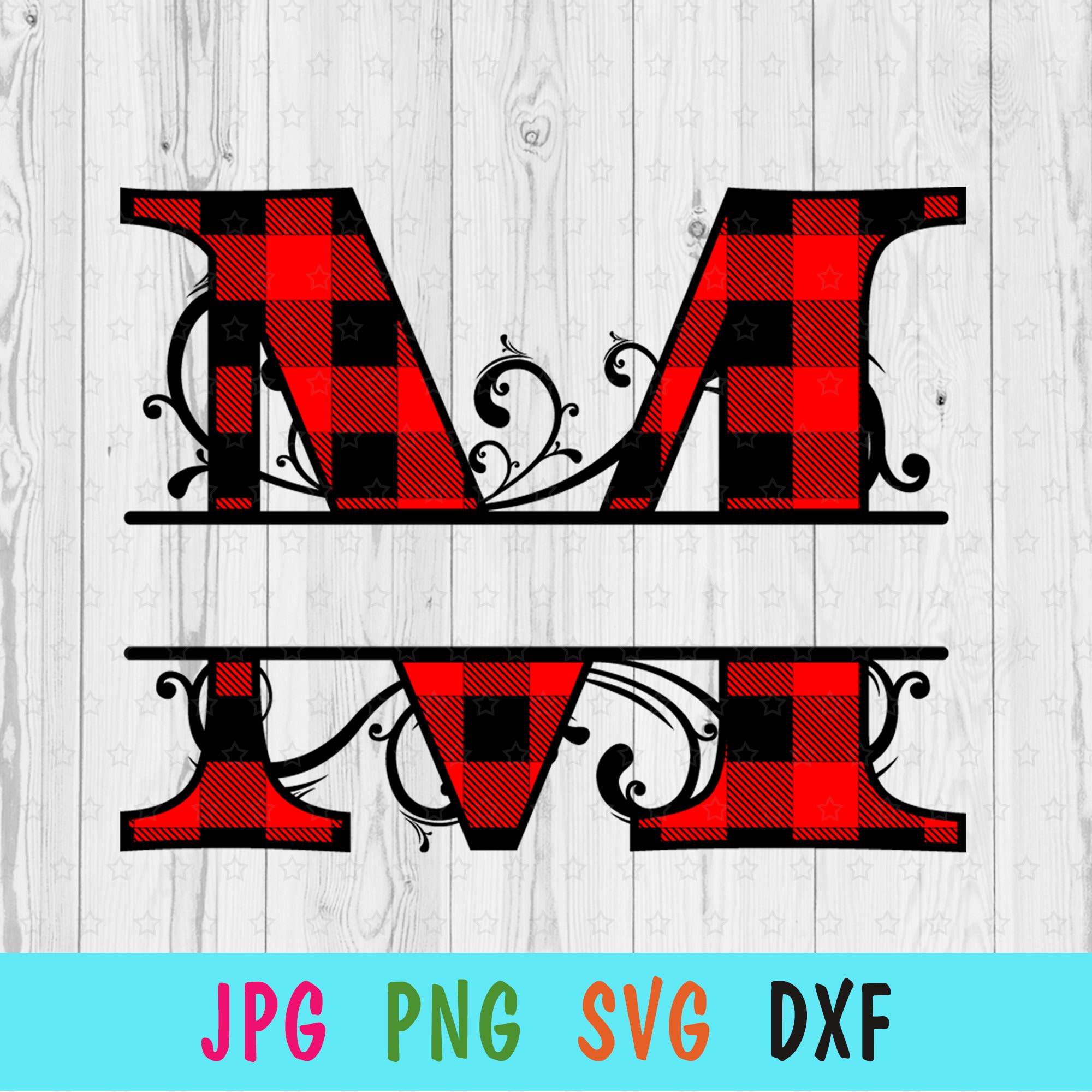 Christmas Split Monogram SVG for Cricut Letter M Monogram | Etsy