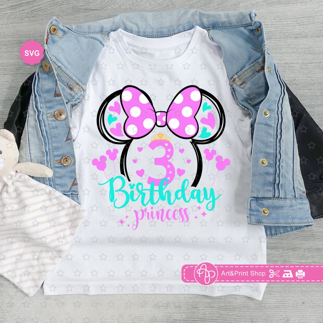 Mouse 3rd Birthday Princess Svg for Cricut, Birthday Girl Print for T ...