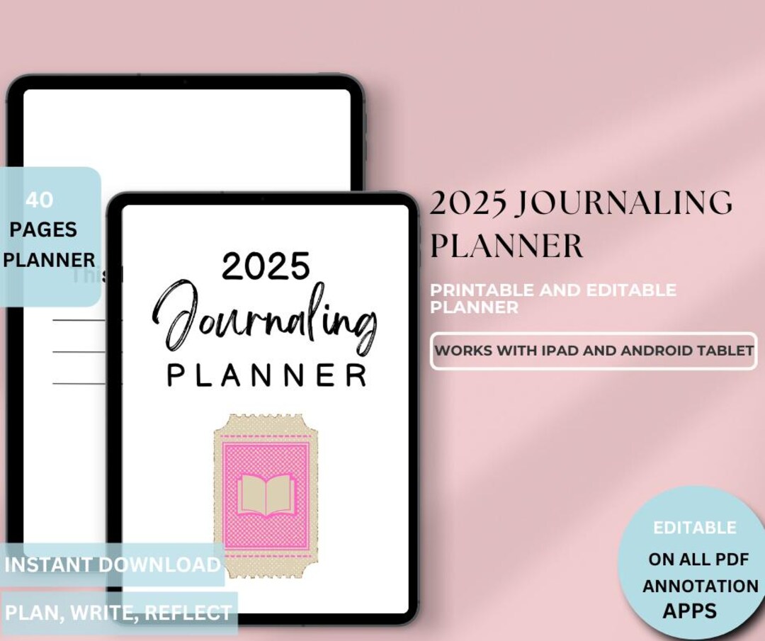 2025 Journaling Planner, Digital Journal for Self Reflection, Daily PDF ...