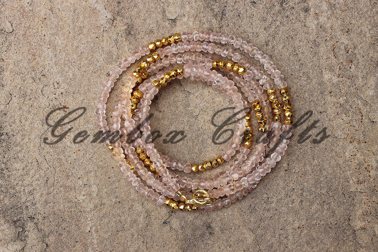 Beautiful Rose Quartz & Golden Pyrite 3-4mm Roundel Faceted | Etsy