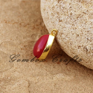 Red Coral Gemstone Pendant, Stabilized Coral 14KT Vermeil Locket, Red ...