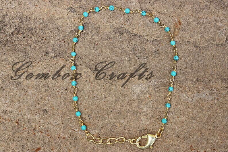 Blue Matrix Turquoise 2mm Round Smooth Brass Metal Alloy Gold | Etsy