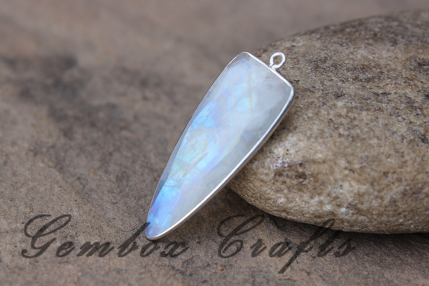 Natural Rainbow Moonstone Dagger Briolette 925 Sterling Silver Plated ...